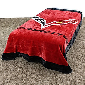 College Covers CORTH Soft Raschel Corvette Plush Throw Blanket, 63" x 86", Red