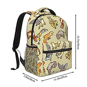 ILEABEC Backpack for Women Men Leopard Gecko Lightweight Laptop Backpack Durable Gym Backpacks Casual Daypack