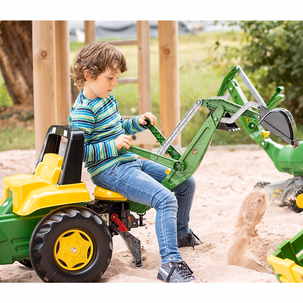 rolly toys John Deere Pedal Tractor with Working Loader and Backhoe Digger, Youth Ages 3+