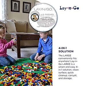 Lay-n-Go 2-in-1 Extra Large Portable Drawstring Toys Storage Organizer and Play Mat for Room and Travel, Made for Kids and Toddlers with a Durable Patented Design, 60 inch, Green