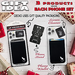 Gecko Travel Tech A Card Holder Phone Wallet Stick on - Credit Card Holders Universal to Any Cell Phone - Black/White