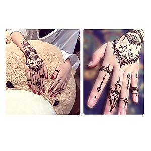 6 Pack Natrual Temporary Tattoos Kit, with 65 Pcs Tattoo Stencils, 1 Bottel 4 Nozzles, 30g per Pack