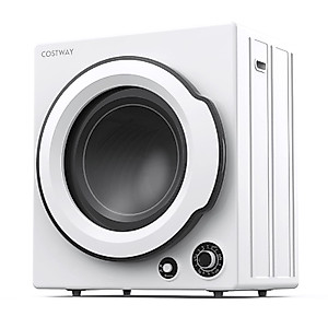 COSTWAY Portable Clothes Dryer, 13.2 LBS Front Load Compact Laundry Dryer with Stainless Steel Drum, 5 Drying Programs and Adjustable Exhaust Vent, Electric Tumble Laundry Dryer, 1350W, White