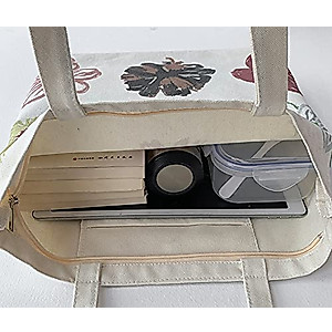 Women canvas Tote Bag for Women Girls Kids school Shoulder Bag with zipper Work Beach Lunch Travel and Shopping Grocery Bag