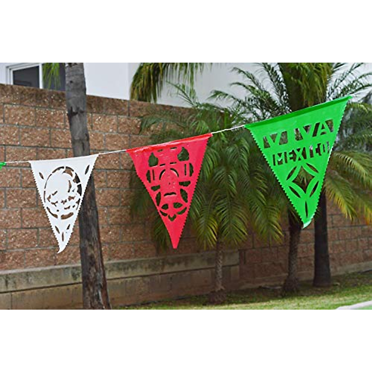 70 ft Long Mexican 42 Flags Pennant Banner. Banderines,Plastic Papel Picado for Fiesta Party Decorations Multicolor, Cinco de Mayo Celebrations