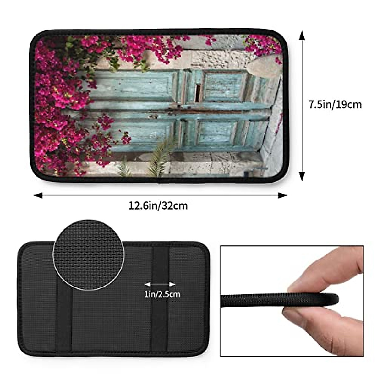 Evealyn Vintage Blue Wood Car Center Console Armrest Cover Car Handrail Box Cushion Handrail Box Armrest Cushion Middle Consoles Protector for Most Car