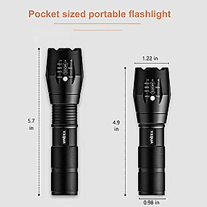 YXQUA USB Rechargeable Flashlights, 8381 High Lumens Lights, 3 Modes, Zoomable & Waterproof Super Bright Flash Light for Camping, Hiking, Emergency Hurricane(5.1 in)