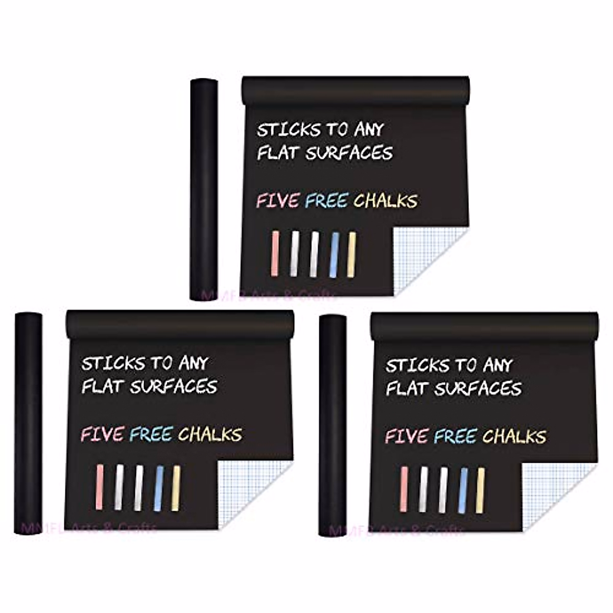 MMFB Black Board Sticker Dry Erase, Chalkboard Wallpaper Stick and Peel Adhesive Roll with 15 Chalks for Wall, Tables, Schools, Home(17.8" X 108", 3 Pack)
