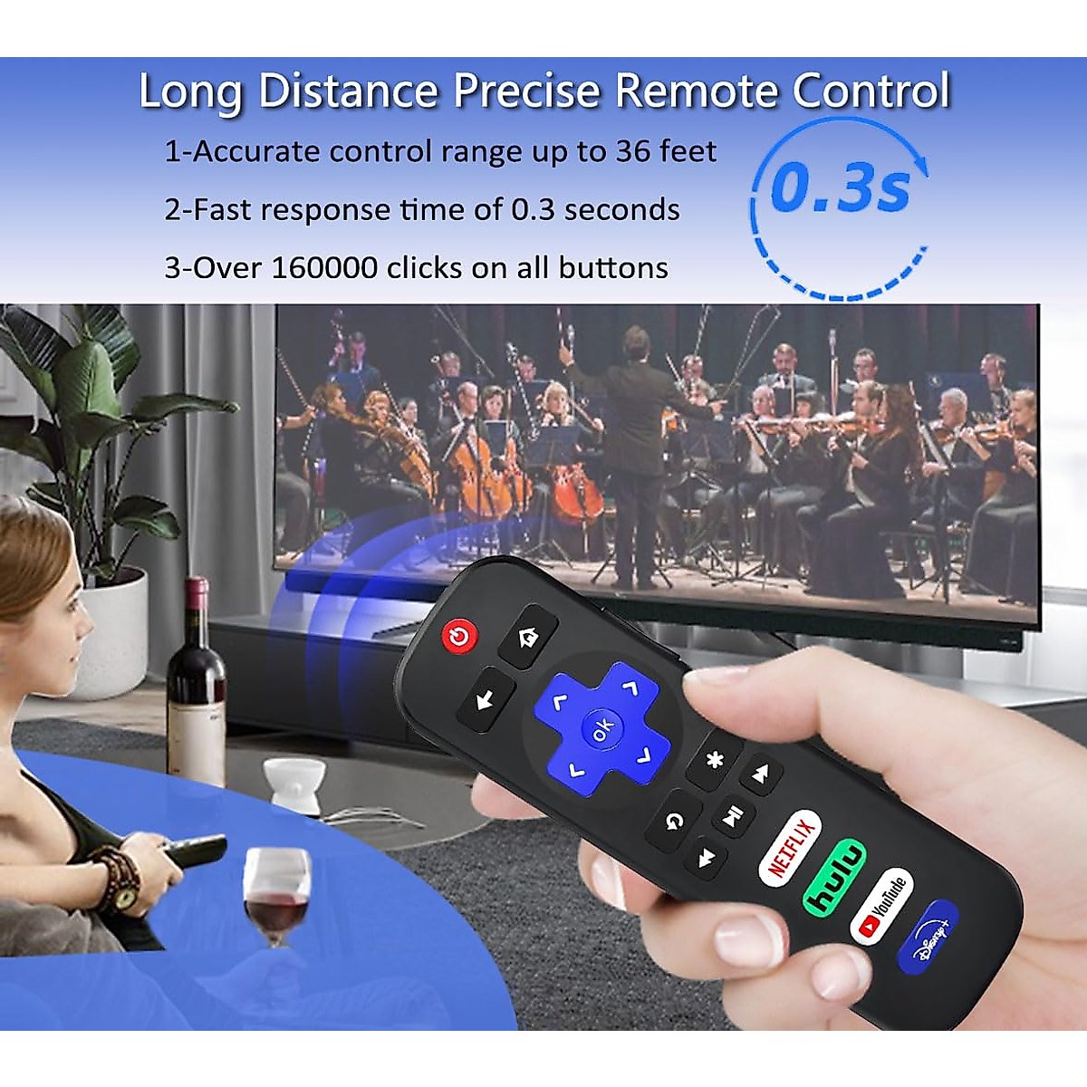 (Pack of 2) Universal Remote Replaced Control Only for Roku TV, MOBKAJUI Remote Compatible for TCL/Hisense/Onn/Sharp/Element/Westinghouse Roku Series TVs, (Not for Roku Stick and Box)