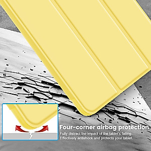 Hoidokly iPad Air 5th Generation Case 2022, iPad Air 4th Generation Case 2020 10.9 Inch with Pencil Holder [Support Touch ID and iPad 2nd Pencil Charging], Trifold Stand Smart Folio Case, Yellow