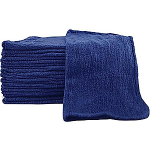Utopia Towels 100 Pack Commercial Shop Towels - Cleaning Rags (Blue, 100)
