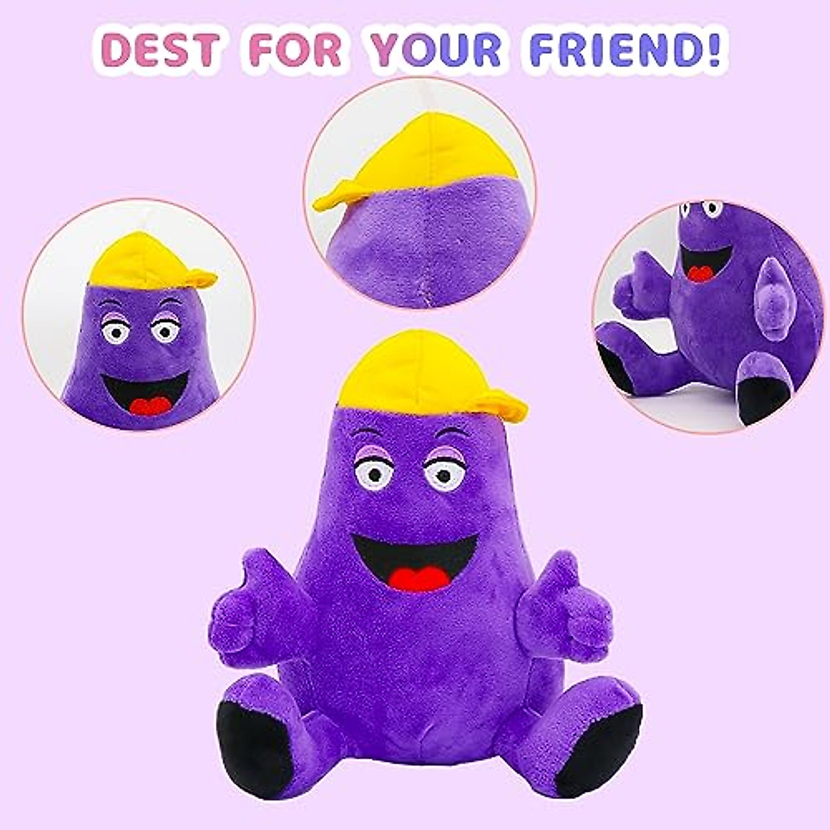 SAJISP Grimace Plush Toy Stuffed Animal Purple M Plushie Doll Toys Gift for Kids Children Grimace Plush 8inch Fans Gift Cute & Soft Stuffed Figure Doll for Kids and Adults