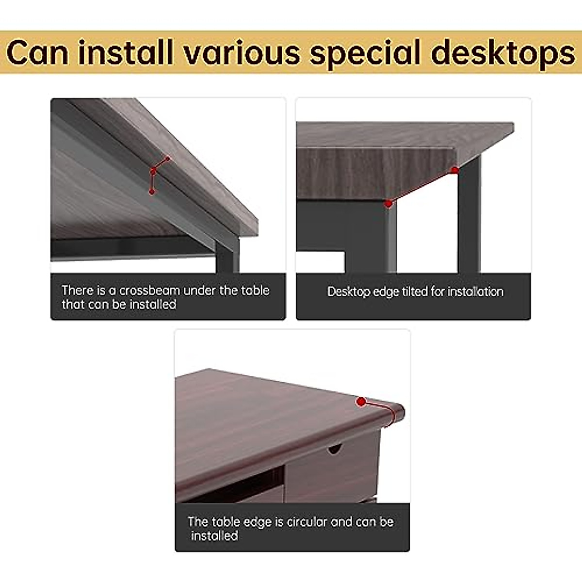 alfd suoke Ergonomics Desk Extender Tray, Computer Keyboard and Mouse Tray with Arched Design, Easy Installation, Table Mount Arm Wrist Rest Shelf, Computer Elbow Arm Support 25.1''×9.4''
