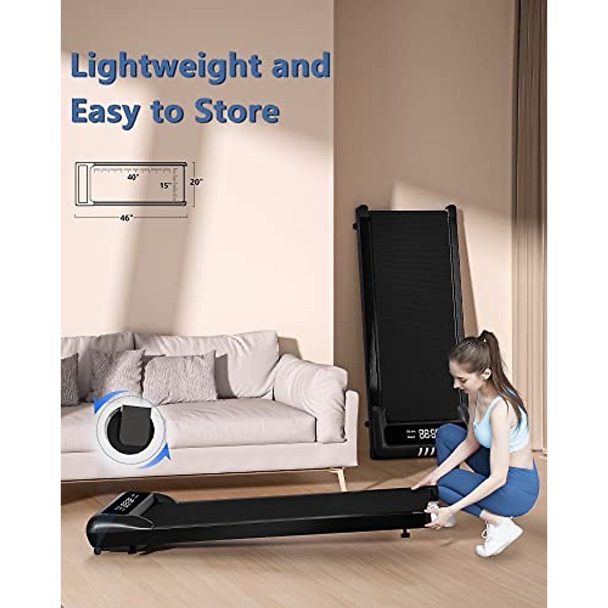 Walking Pad Under Desk Treadmill,Portable 2 in 1 Desk Treadmill for Home,Quiet Mini Walking Pad for Work from Home with Remote Control(𝐋𝐢𝐟𝐞𝐭𝐢𝐦𝐞 𝐖𝐚𝐫𝐫𝐚𝐧𝐭𝐲)