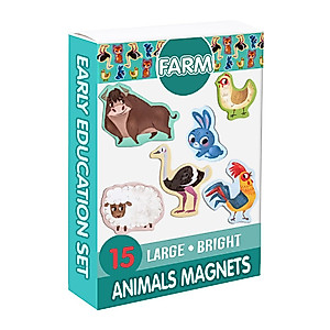 MAGDUM FARM animal magnets -real LARGE fridge magnets for toddlers- Magnetic EDUcational toys baby 3 year old baby LEARNing magnets for kids- Speech development toys - Kid magnets for Magnetic THEATRE
