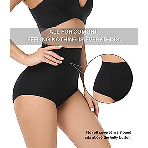 wirarpa Women's Underwear Cotton Super High Waisted Briefs Stretch Full Coverage Panties 4 Pack Black Small