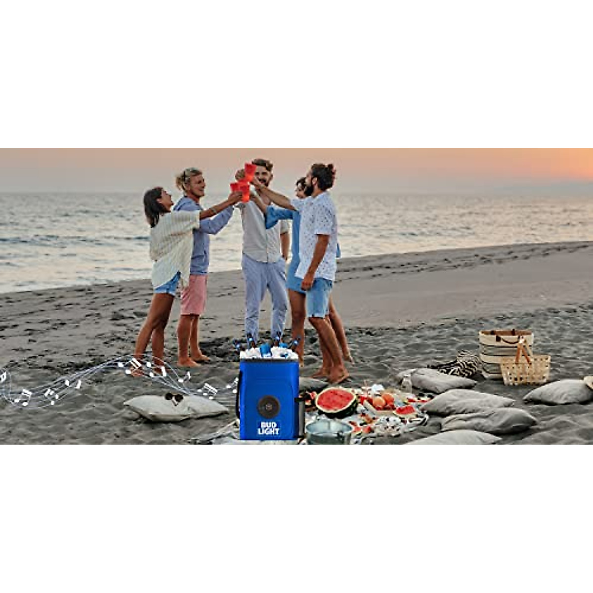 Bud Light Soft Cooler Bag with Built-in Rechargeable Wireless Bluetooth Speakers Foldable Small and Portable Durable and Material Compatible for Smartphones, Tablets & MP3 Players