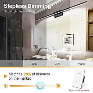 VOLISUN 48 inch Vanity Light for Bathroom, 30W Dimmable 5CCT Bathroom Light Fixture Over Mirror, Black Bathroom Vanity Light, LED Vanity Light Bar -ETL Certificated