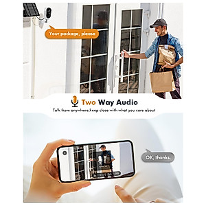 DIHOOM 2K/3MP Solar Camera Surveillance Exterieur for Home Security