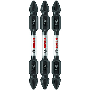 Bosch Power Tools Combo Kit CLPK22-120 - 12-Volt Cordless Tool Set with 2 Batteries, Charger and Case & ITDEPH22503 3 Pc. 2.5 In. Phillips #2 Double-Ended Impact Tough Screwdriving Bit