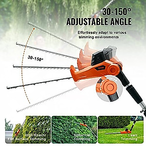 VEVOR Pole Cordless Hedge Trimmer, 20V Electric Bush Trimmer Kit with 18 inch Double-Edged Steel Blade, 74"-94" Telescoping Design for High Branches(2.0Ah Battery & Fast Charger Included)
