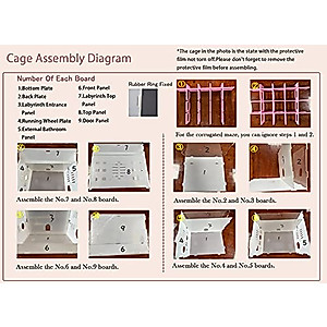 Nynelly Hamster Cage,Transparent Durable Small Animal Cage and Habitats House,Include Hamster Maze,Exercise Wheel, Water Bottle, Hamster Hideout, Food Bowl,Pink,13" L x 11.4" W x 11.4" H