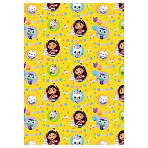 Danilo Gabby's Dollhouse Gift Wrap, 2 Sheets 2 Tags, Gift Wrap for Presents, Officially Licensed Wrapping Paper