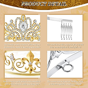 Juexica 6 Pieces Prom King Crown Metal Baroque King and Queen Prince Princess Crystal Headband Tiara Crown Wedding Bridal Accessories for Women Men(Gold, Silver, Elegant Style)