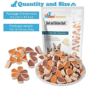 Pawant Soft Dog Training Treats for Small Dog, Puppy Snacks Beef and Chicken Sushi 1 lb/454g