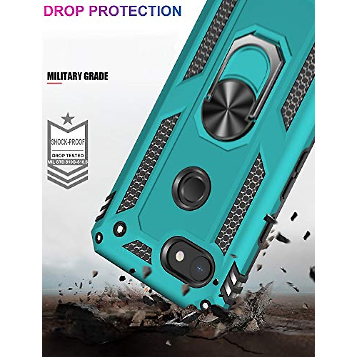 LUMARKE Google Pixel 3A Case with Screen Protector,Pass 16ft. Drop Tested Military Grade Cover with Magnetic Ring Kickstand Car Mount Holder,Protective Phone Case for Google Pixel 3A Teal