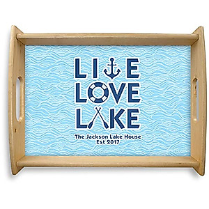 Live Love Lake Natural Wooden Tray - Large (Personalized)