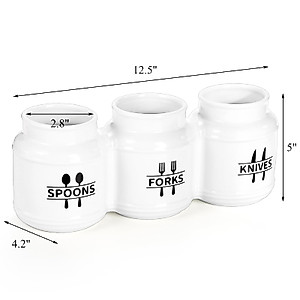 Fasmov Silverware Caddy, Ceramic Flatware Caddy Utensil Countertop Organizer, Silverware Organizer Utensil Holder Flatware Caddy Cutlery Storage Organizer for Kitchen Table, Cabinet or Pantry