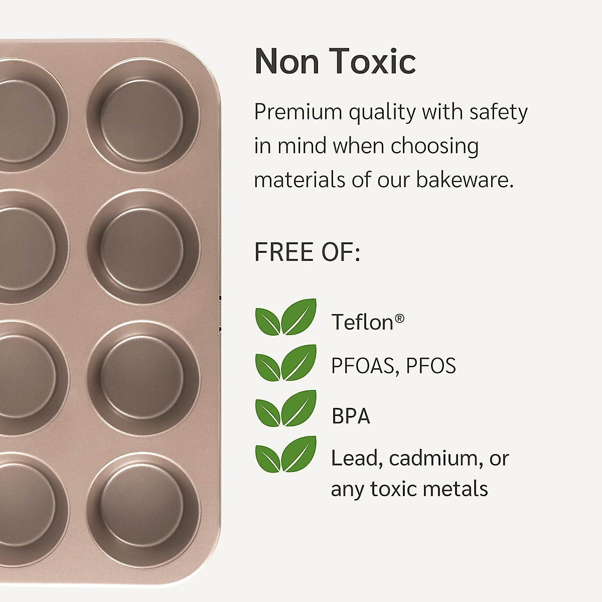 HAPPIELS Non-Toxic Nonstick 12-Cup Muffin Pan | Non toxic Cupcake Pan Non Stick | Muffin Tin 12 cups