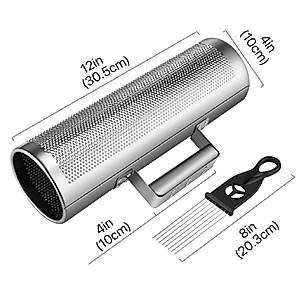 Flexzion Metal Guiro with Scraper Shack 5" x 12" - Merengue Guira Dominicana - Round Cylinder Stainless Steel Hand Musical Instrument Percussion for Jazz Bands, Concerts, and Live Performances