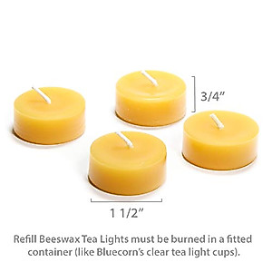 Bluecorn Beeswax 100% Pure Beeswax Tea Light Refills (no Cup) (Raw, 24 case)
