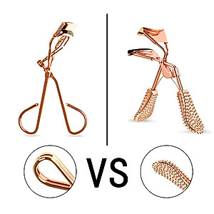 Eyelash Curler, Golden Eyelash Makeup Tools Set with Eyelash Curler, Mini Eyelash Curler, Black Silicone Refill Pads, Professional Lashes Curler, Stainless Steel, Fits Various Eye Lashes New