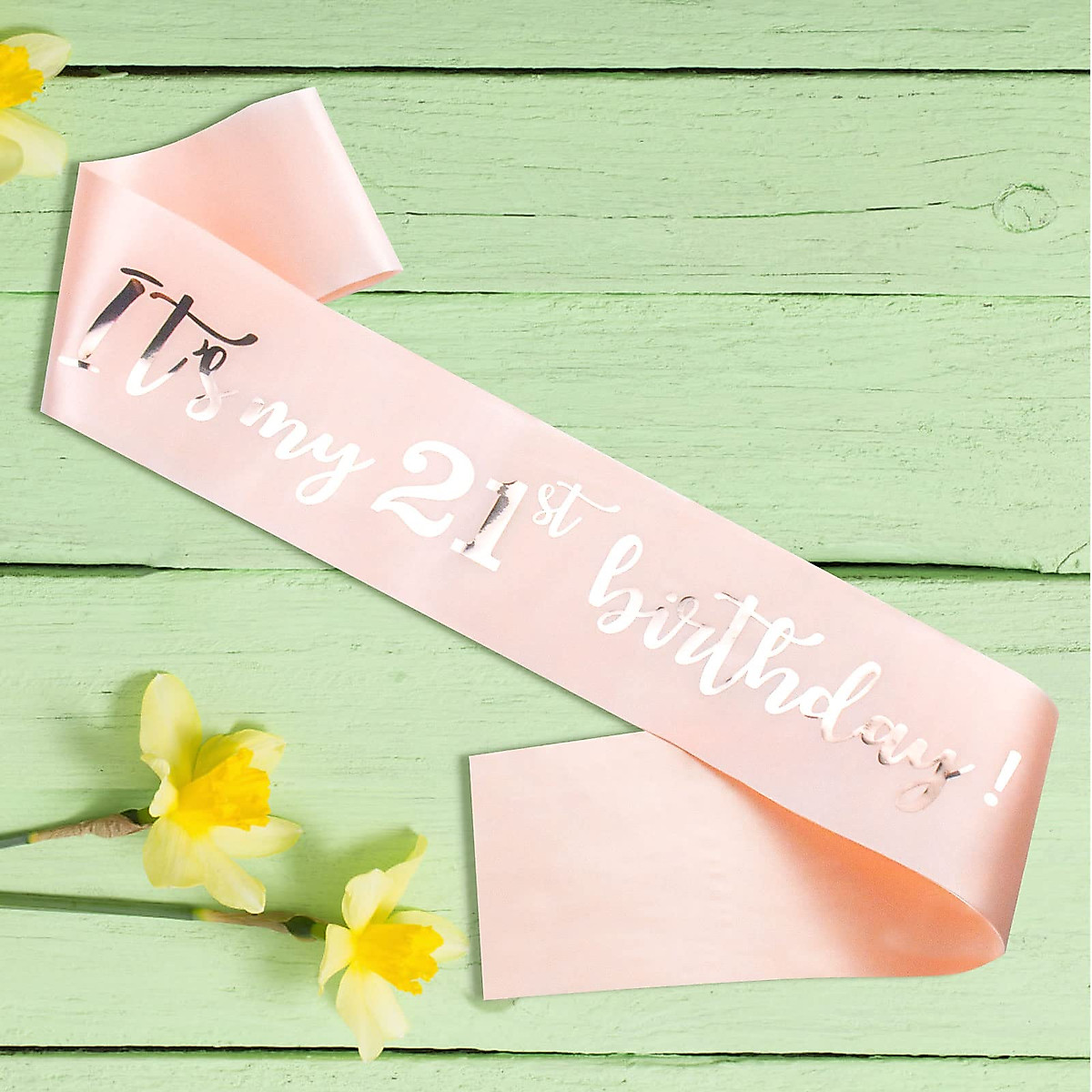 SGKUED 'It's My 21st Birthday' Sash, Rose Gold Soft Satin Sash with Rose Foil Lettering Birthday Sash for Girl 21st Birthday Party Favors and Decorations