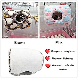 Litewoo Sugar Glider Sleeping Pouch Small Animal Hammock, Hanging Bed Warm Cotton Nest for Rat Hamster Gerbil Sugar Glider Chinchilla Squirrel Guinea Pig (Pink)