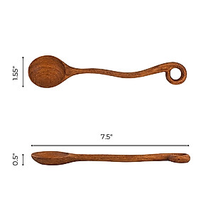 JABIHOME Wood Waving Eating Spoon with Hole, Easter Gifts for Mom, Small Soup Spoon, Handmade Wood Mom Gifts, Cooking Gifts for Women, Hostess Gifts