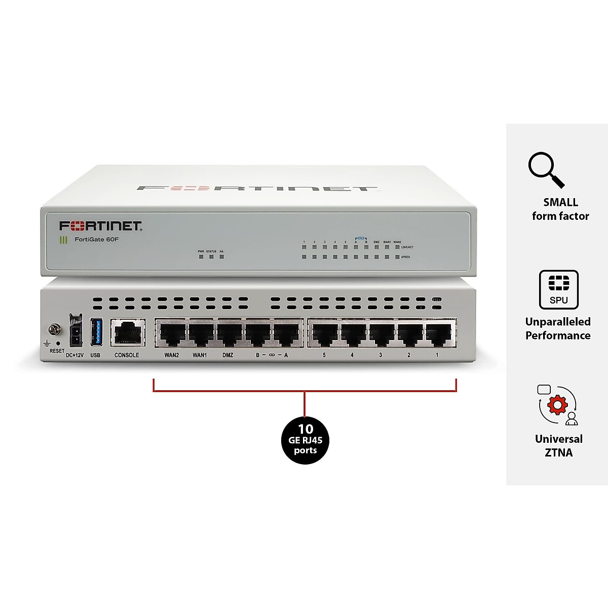FortiGate-60F Network Security Appliance Plus 5 Year FortiGuard Unified Threat Protection (UTP) and FortiCare Premium (FG-60F-BDL-950-60)
