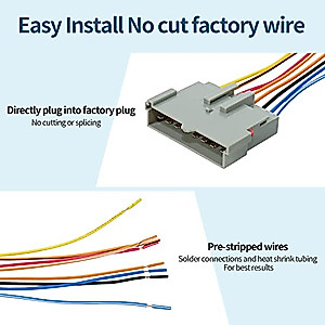 RED WOLF Car Radio AMP Amplifier Integration Plug Wire Harness Compatible with 1986-2000 Ford Mustang Explorer F150/250, Lincoln Town Car, Mercury Stereo Install Connector Adapter Premium Sound System