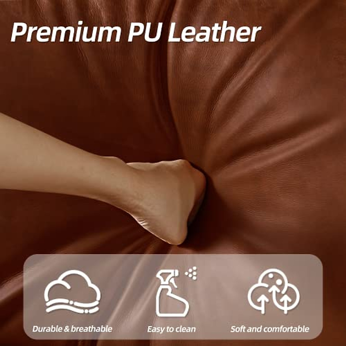 Olela L Shaped Couch, Faux Leather Modular Sectional Sofa Modern Convertible Storage Couches with Side Pocket Tufted Back for Living Room,Apartment (Brown PU)