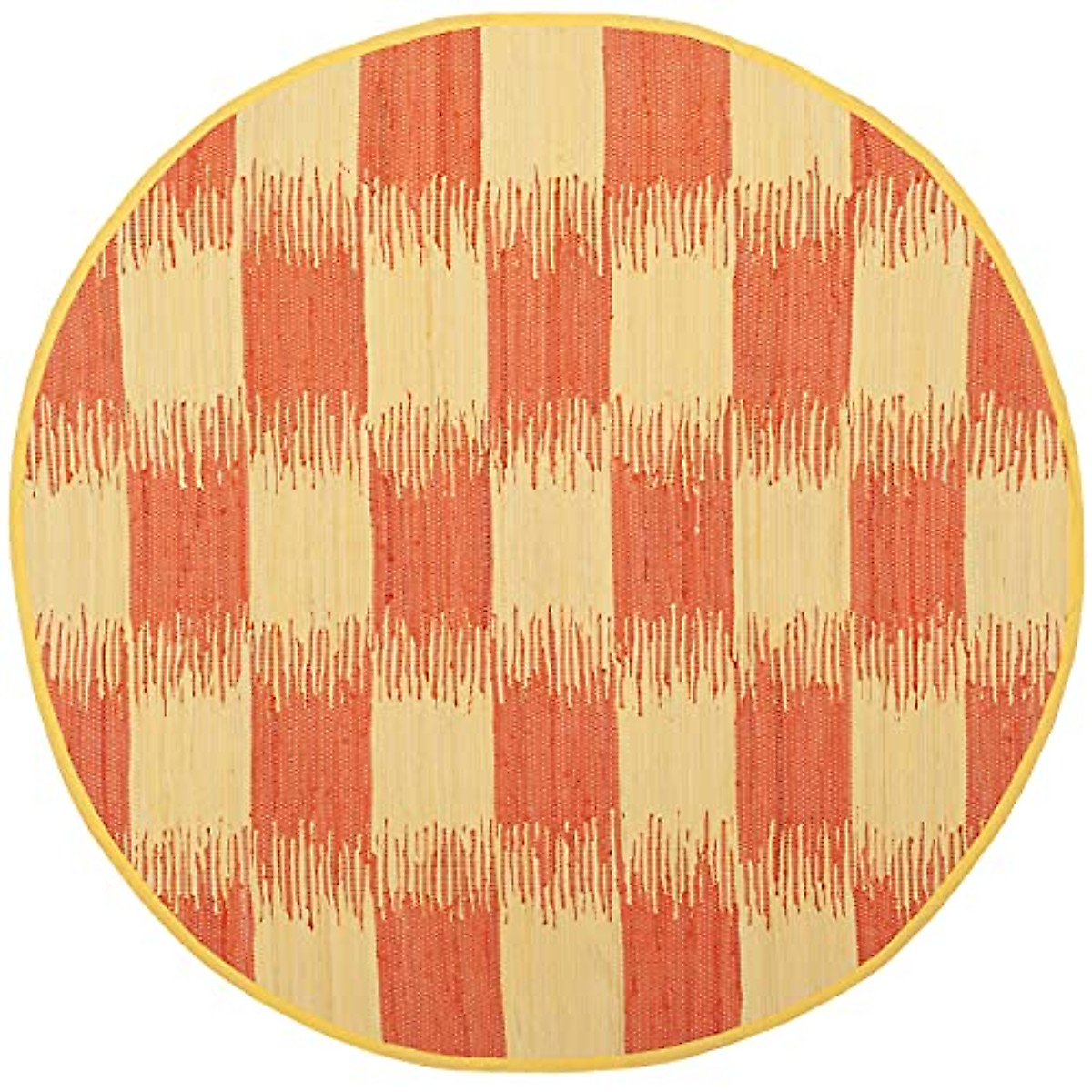 SAFAVIEH Montauk Collection 6' Round Yellow / Orange MTK721C Handmade Fringe Cotton Area Rug