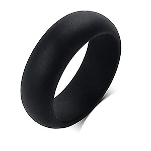 YUNGELX Sun Moon Best Friend Ring Silicone Couple Matching Ring Set for Him Her 8MM Black Breathable Silicone Rubber Dome Rings Comfort Fit Wedding Band for Girlfriend Boyfriend,Size 7 + Size 9