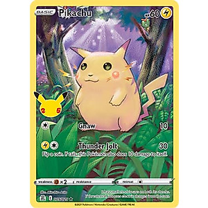 Pokémon Celebrations Pikachu, 25th Anniversary Full Art Rare Holo + Surprise Card!