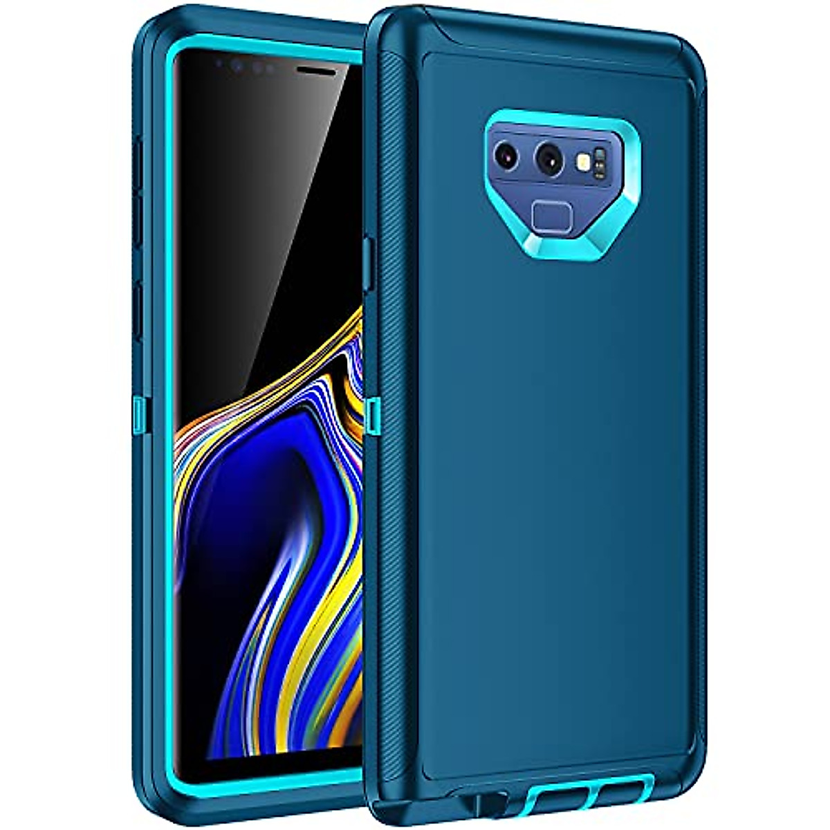 Regsun for Galaxy Note 9 Case,Shockproof 3-Layer Full Body Protection [Without Screen Protector] Rugged Heavy Duty High Impact Hard Cover Case for Samsung Galaxy Note 9,Turquoise