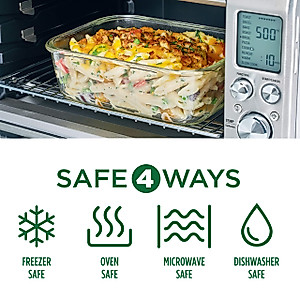 LOCK & LOCK Purely Better Glass Food Storage Container with Lid, Rectangle w/divider, 25 oz - Clear