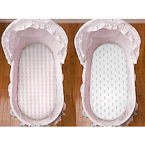 100% Organic Cotton Fitted Bassinet Sheets Fits Halo, Snoo, Uppababy, Ingenuity, Graco, Baby Trend, and All Other Standard Size Bassinets. 3 Pk