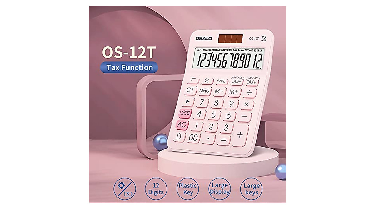Pocket Small Desk Calculator - 12 Digit LCD Display