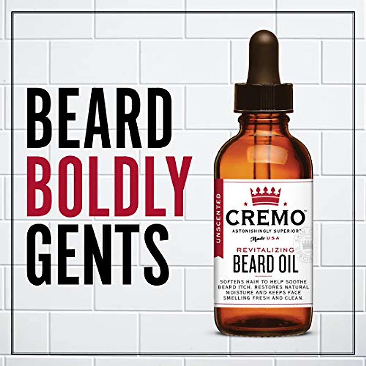 Cremo Unscented Revitalizing Beard Oil, Restores Moisture, Softens and Reduces Beard Itch for Facial Hair of All Lengths, 1 Oz